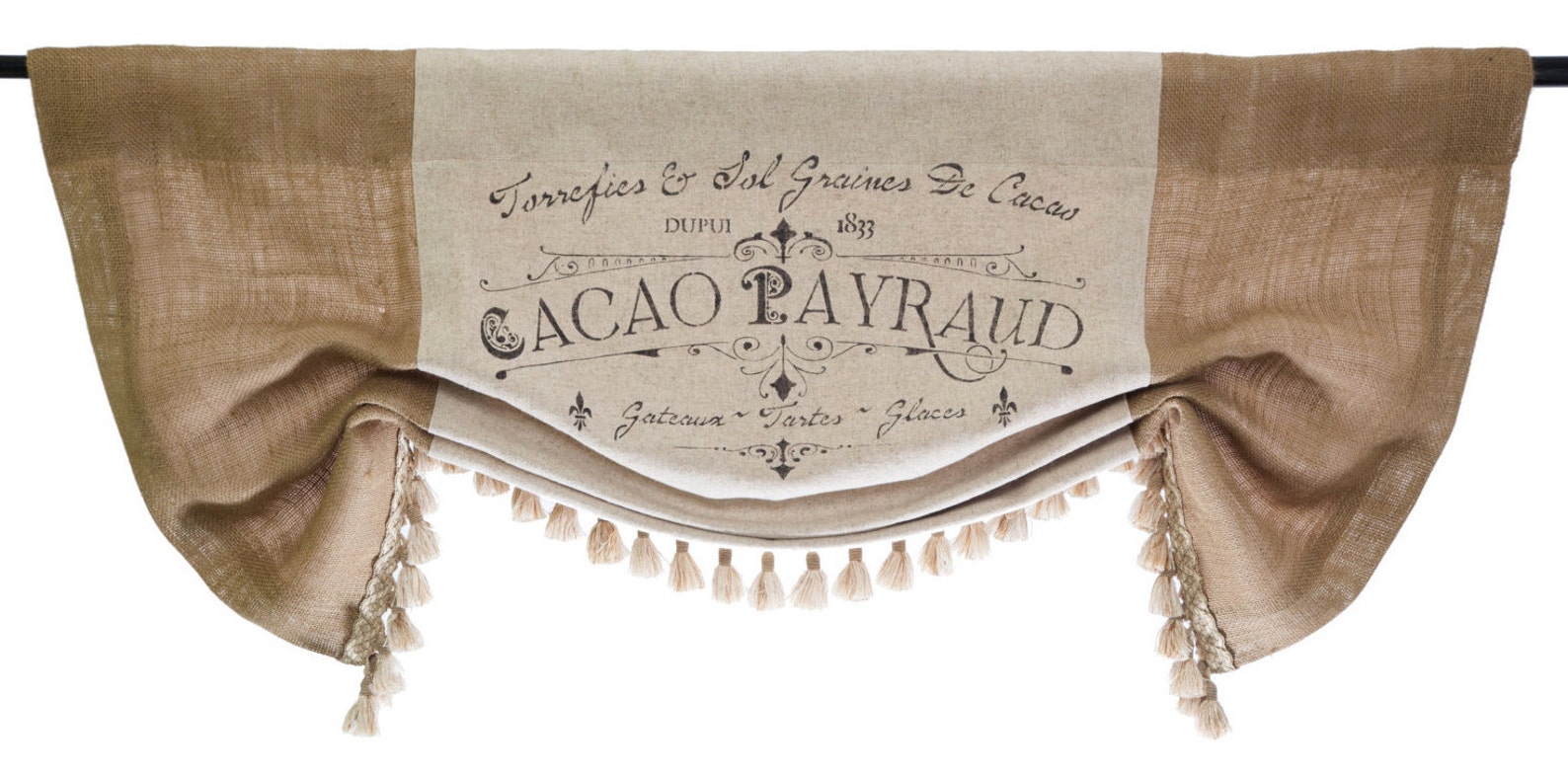 Custom Made French Country Script Linen and Burlap Valance - Etsy