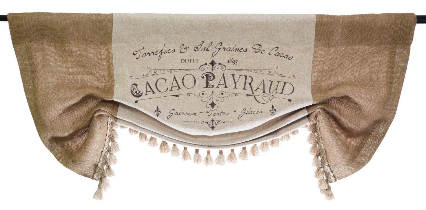 Custom Made French Country Script Linen and Burlap Valance - Etsy