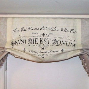 Custom "bay Window" French Country/ Latin Script With Burlap Valances ...