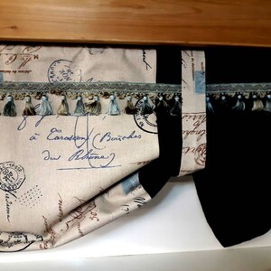 Custom Made French Country Postal Script Fabric and Burlap Valance - Etsy