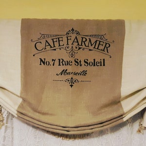 Custom Made French Country Script Linen Panel With Burlap Curtain - Etsy