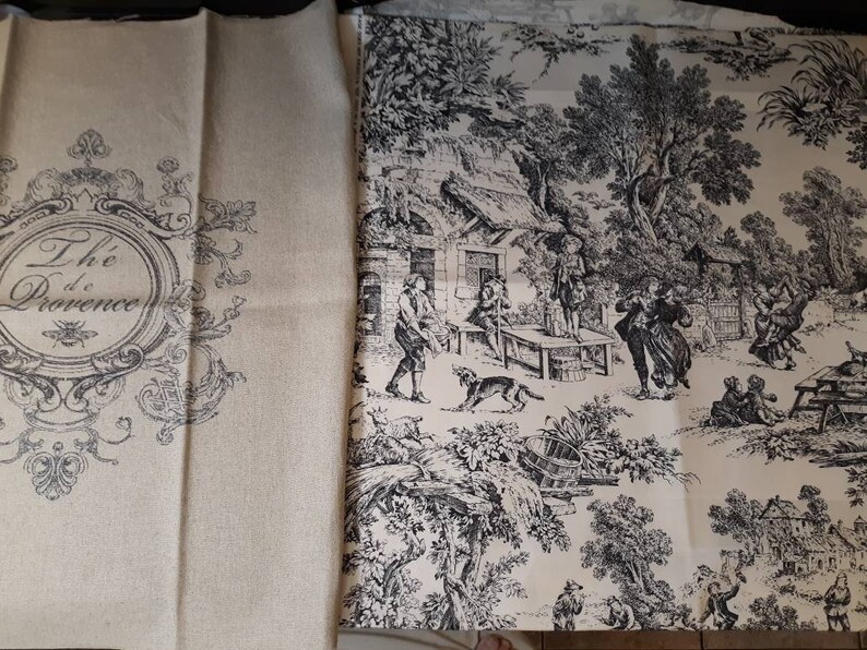 Custom Order: Large French Country Script Linen and Toile Valance - Etsy