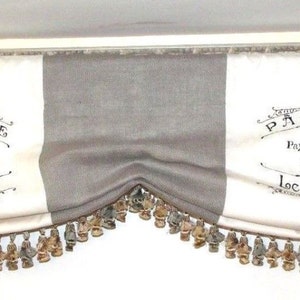 Custom "bay Window" French Country/ Latin Script With Burlap Valances ...