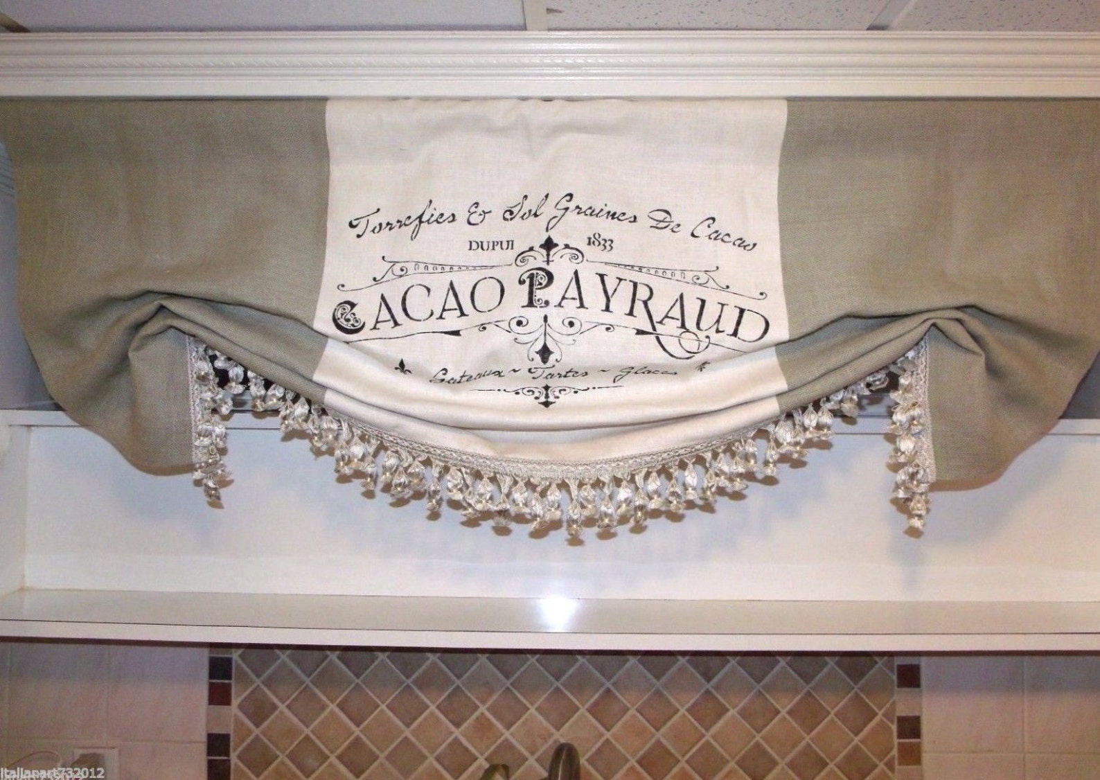 Custom Made French Country Script Linen and Burlap Valance - Etsy