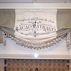 Custom Made French Country Script Linen and Burlap Valance - Etsy