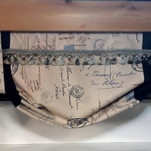 Custom Made French Country Postal Script Fabric and Burlap Valance - Etsy