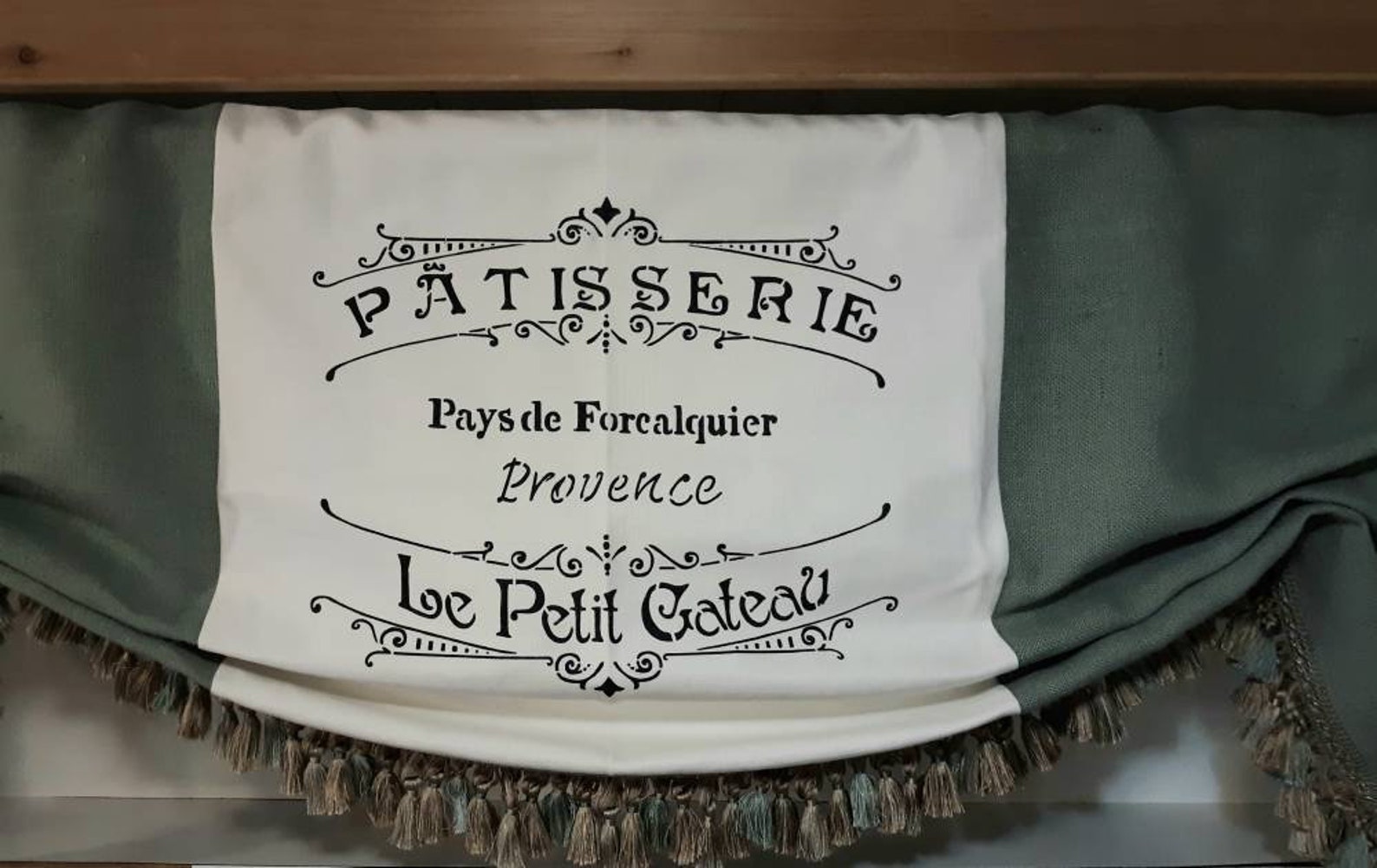 Custom Made French Country Script Linen and Burlap Valance - Etsy