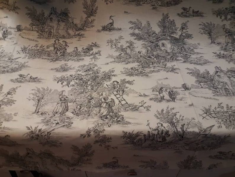 Custom Order: Large French Country Script Linen and Toile Valance - Etsy