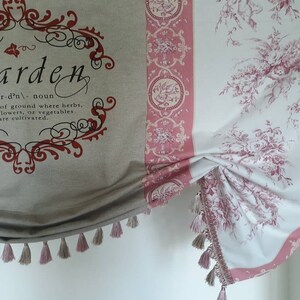 Custom Order : Large French Country Script Linen and Red Stripes Toile ...