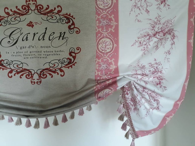 Custom Order : Large French Country Script Linen and Red Stripes Toile ...