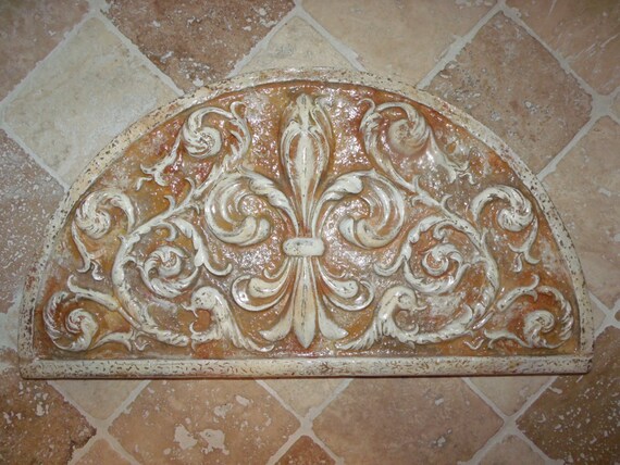 Fleur De Lis French Country Semicircular Cast Stone Tile Wall | Etsy