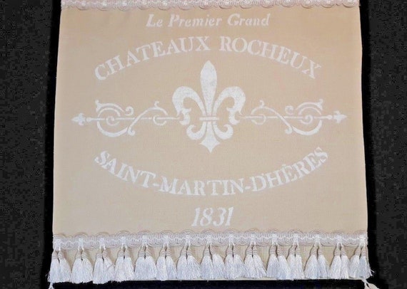Custom Made Large French Country Chateaux Script Linen and | Etsy
