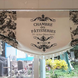 Custom Order: Large French Country Script Linen and Toile Valance - Etsy