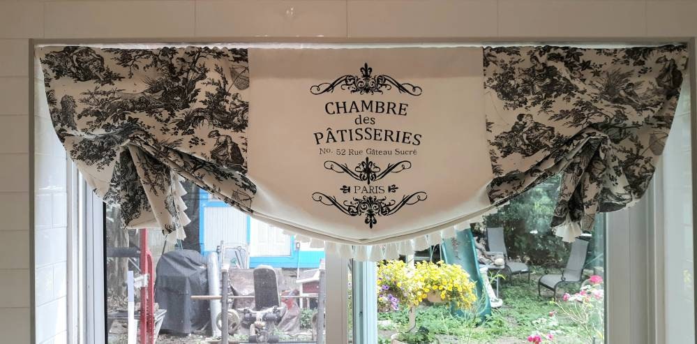 Custom Order: Large French Country Script Linen and Toile Valance - Etsy