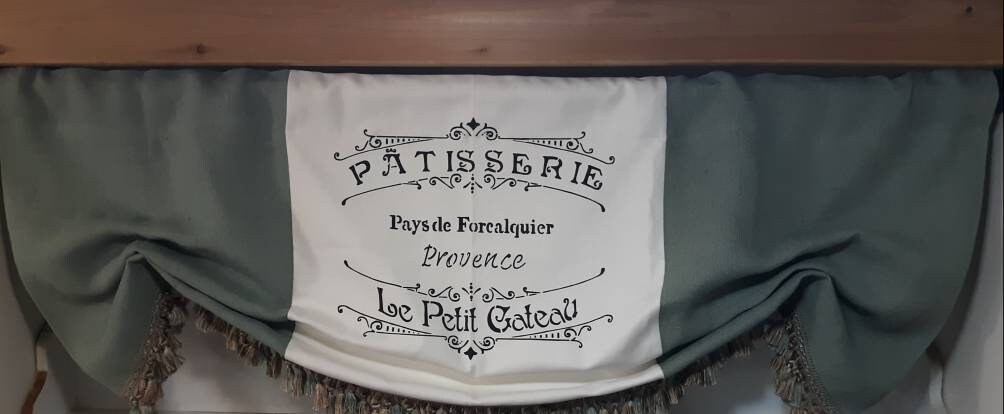 Custom Made French Country Script Linen and Burlap Valance - Etsy