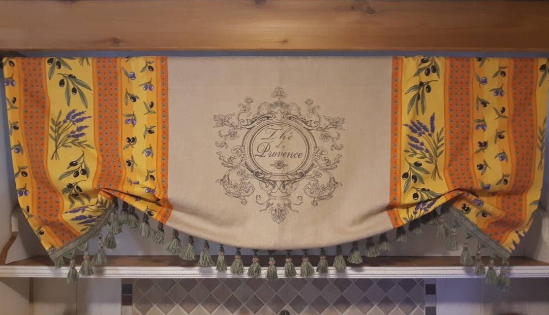 French Country Th'e De Provence Linen Panel and Provence Fabric Valance ...