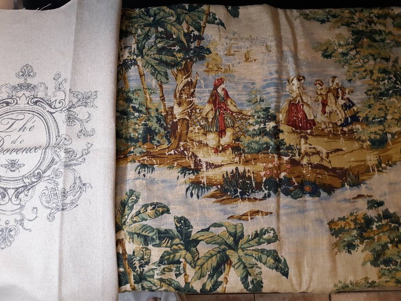 Custom Order: Large French Country Script Linen and Toile Valance - Etsy