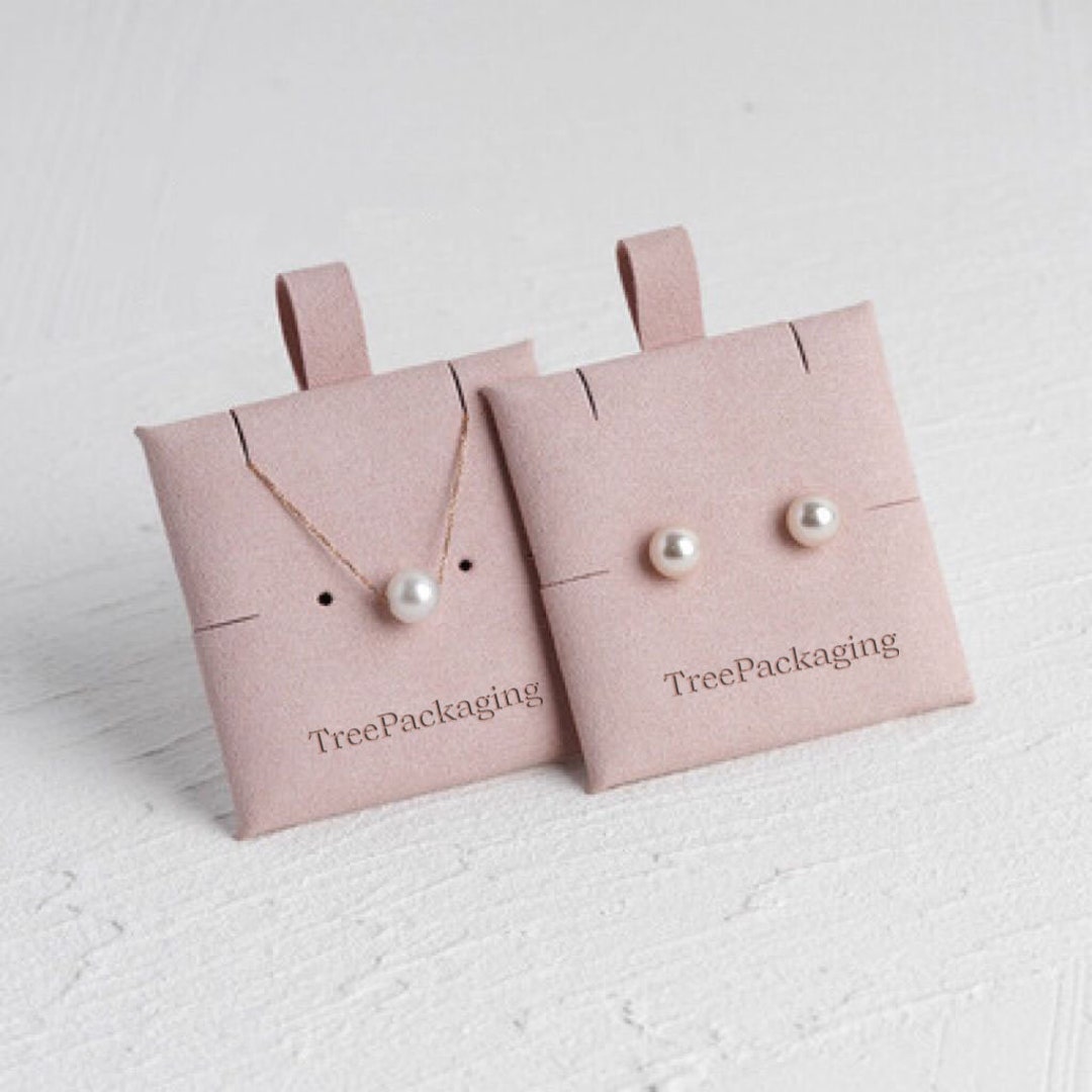 50 Pcs Custom Logo Printed Microfiber Jewelry Insert Card for Earrings ...