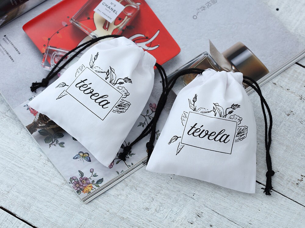 Custom Brand Logo Bag Very White Drawstring Pouch Wedding | Etsy