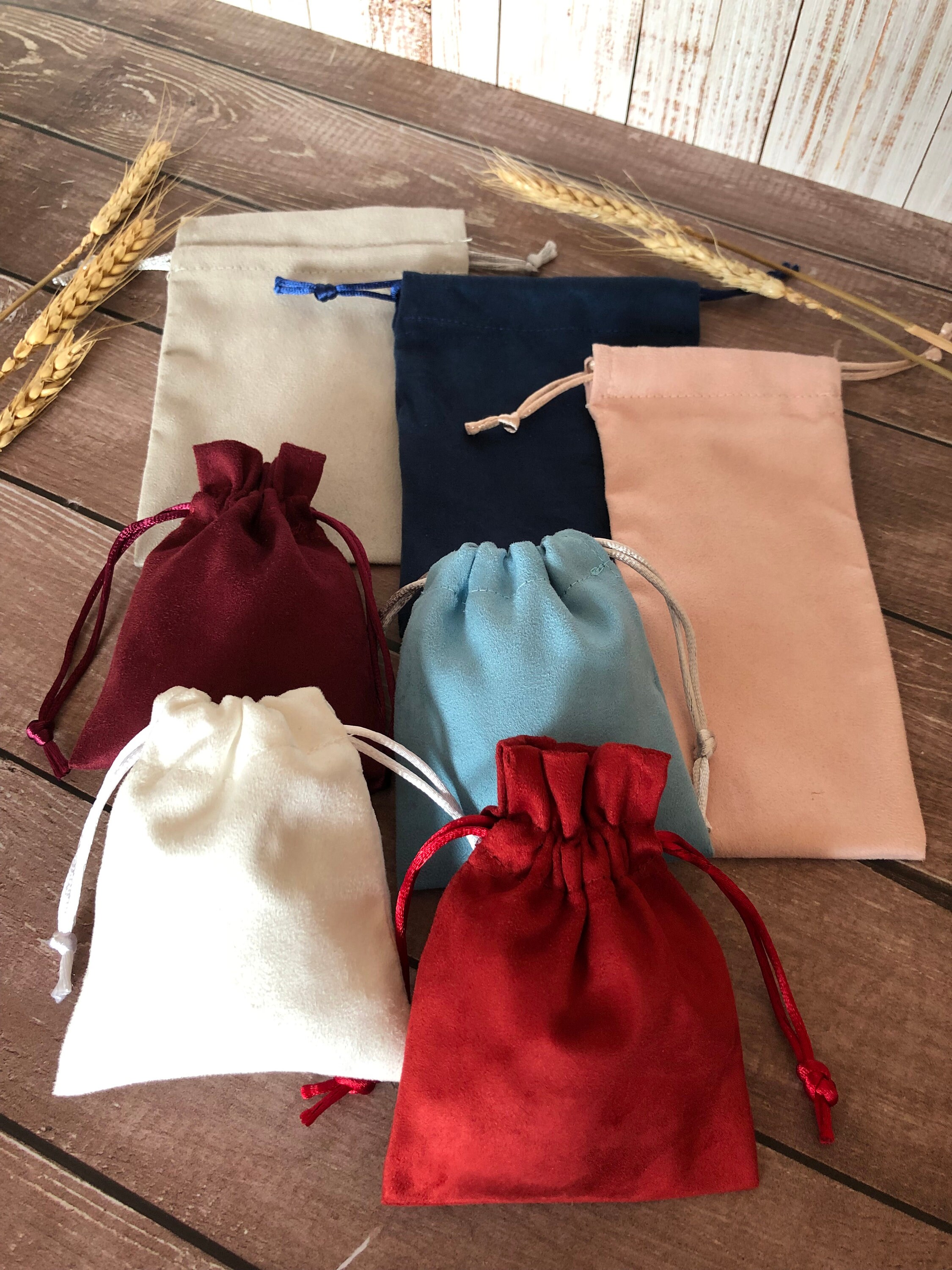 Personalized Wine Red Velvet Drawstring Pouch Printing Golden | Etsy