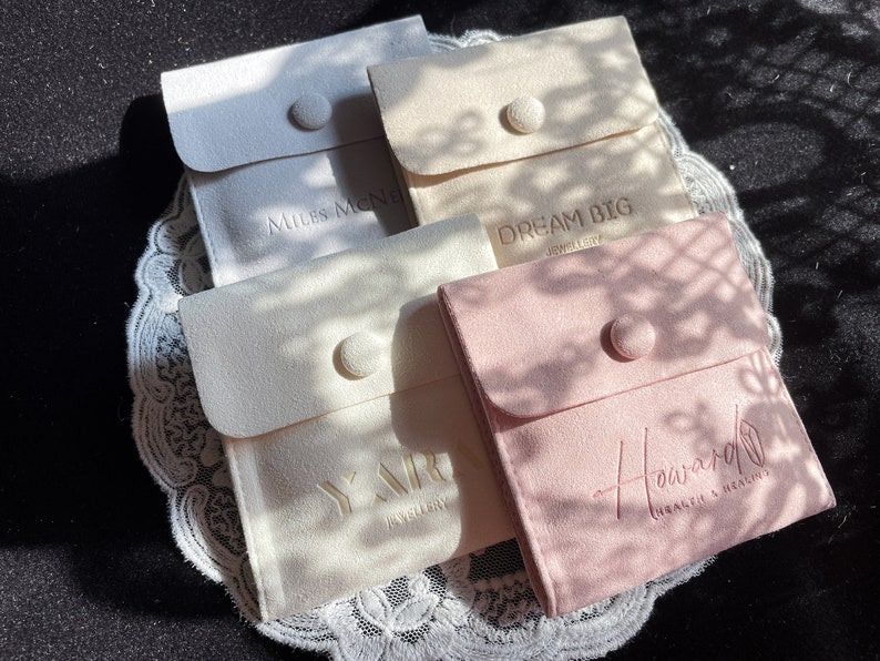 Custom Microfiber Snap Jewelry Bag: Logo Printed Pouch With Insert Card ...