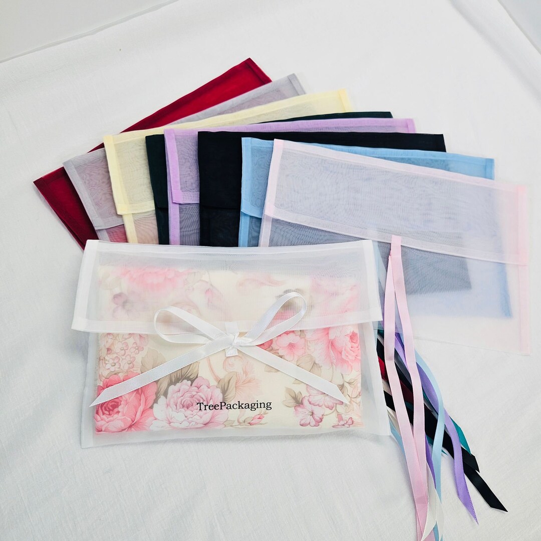 Stylish Organdy Envelope Bags With Ribbon | Customizable Packaging ...