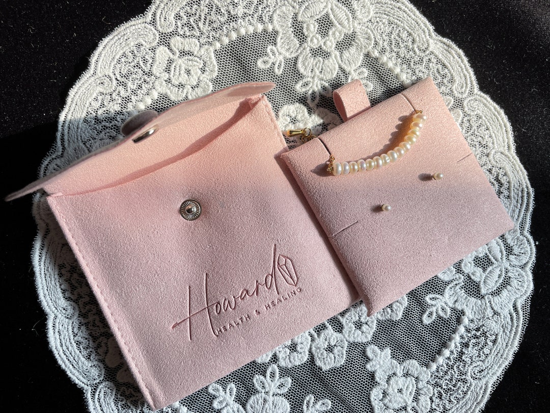 Custom Microfiber Snap Jewelry Bag: Logo Printed Pouch With Insert Card ...
