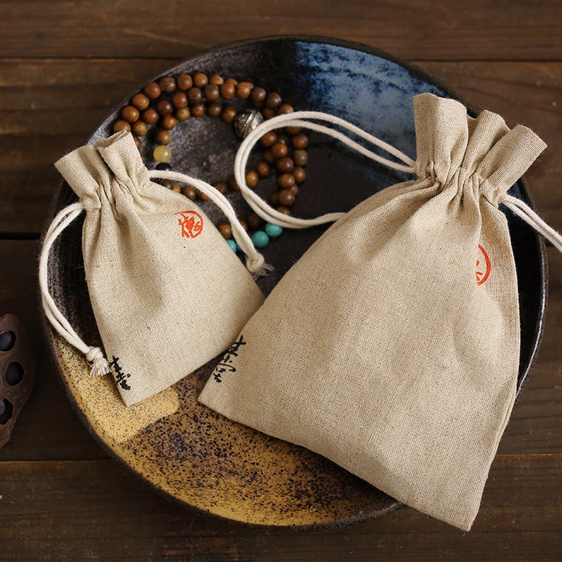 Custom Linen Drawstring Bag: Wedding Favor, Logo Printing - Etsy