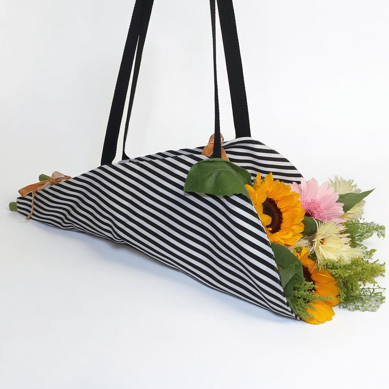 Striped Canvas Flower Carrier: Wholesale Florist Bouquet Bag - Etsy