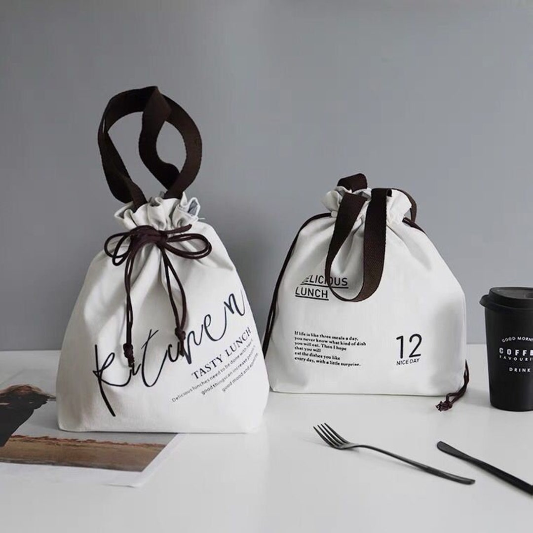 Custom Canvasdrawstring Bag With Handles Insulated Lunch Tote - Etsy