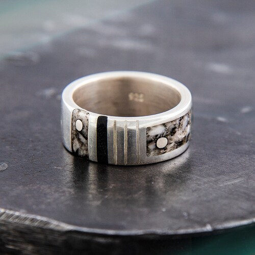 Silver Inlay Ring Handmade Jewelry Gemstones Malachite - Etsy