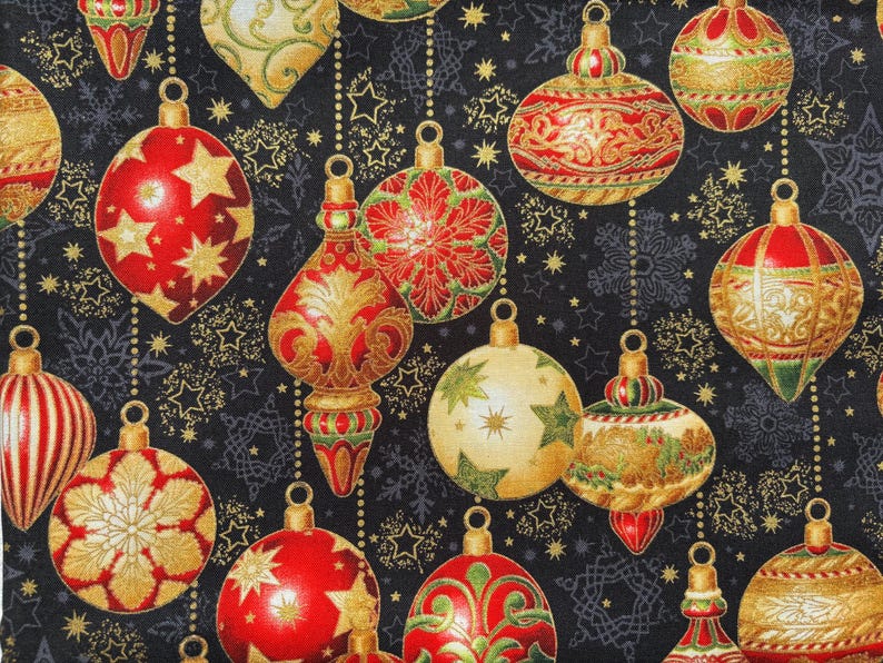 Retro Glitter Holiday Flourish Ornaments and Gold Stars Classic ...