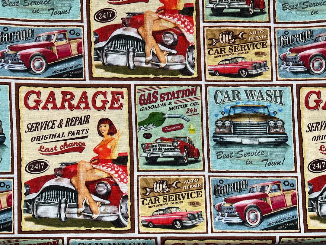 Retro Garage Signs Posters Pin up Girls & Cars Designer Vintage Style ...