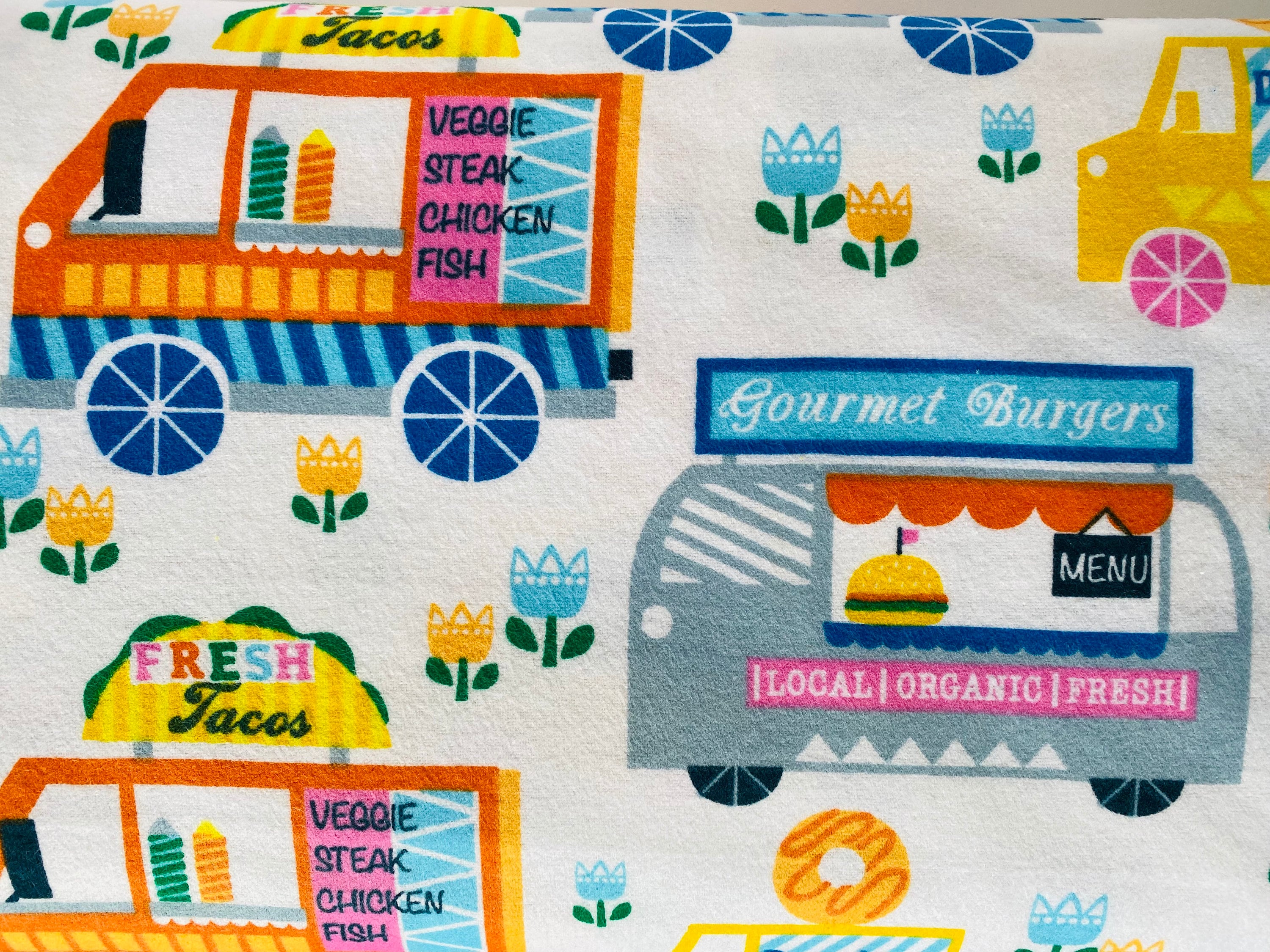 Gourmet Burger Taco & Donut Food Trucks FLANNEL Retro Kitchen | Etsy