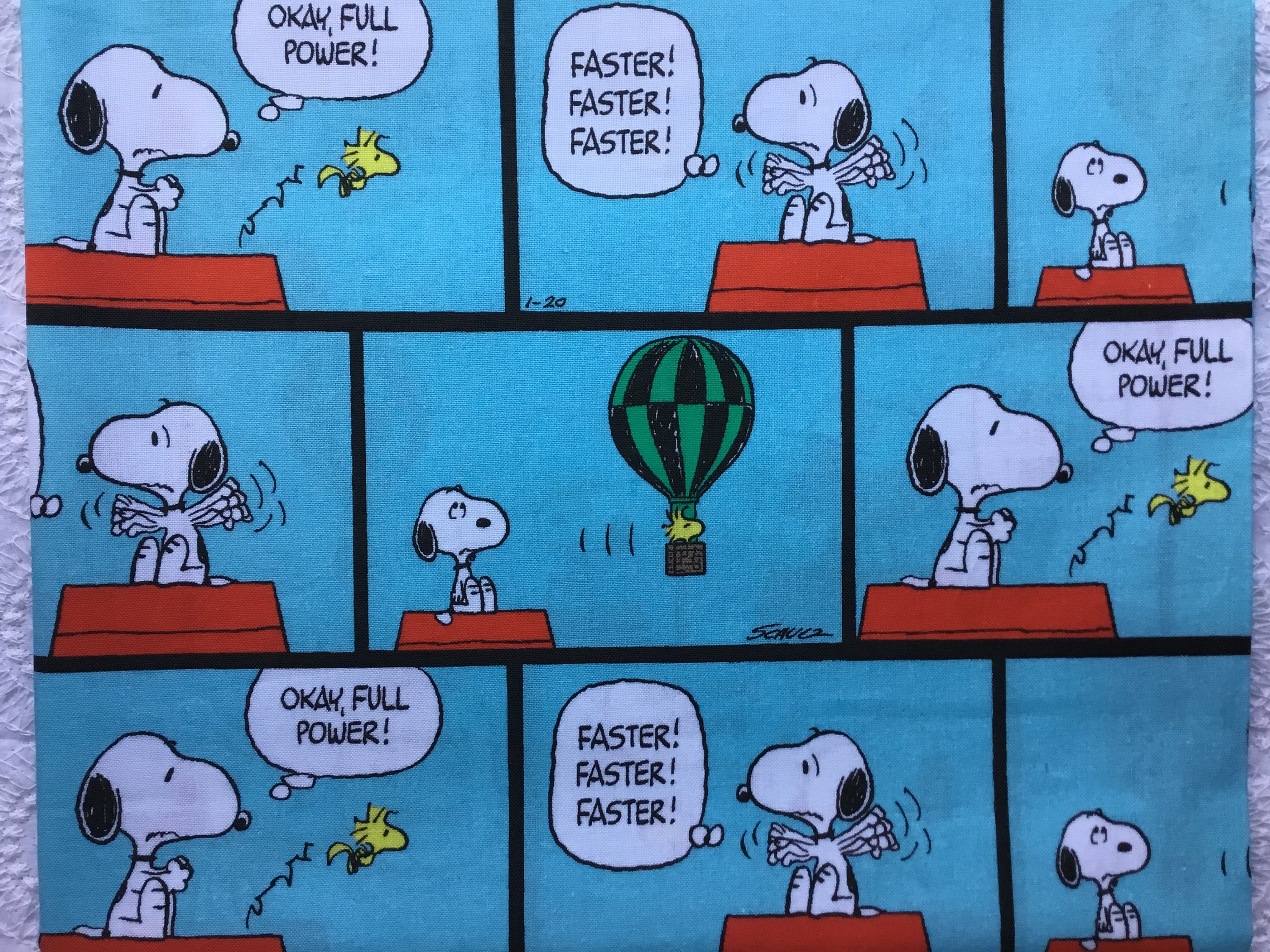 Peanuts Snoopy & Woodstock Classic Comic Strip Designer Fabric | Etsy