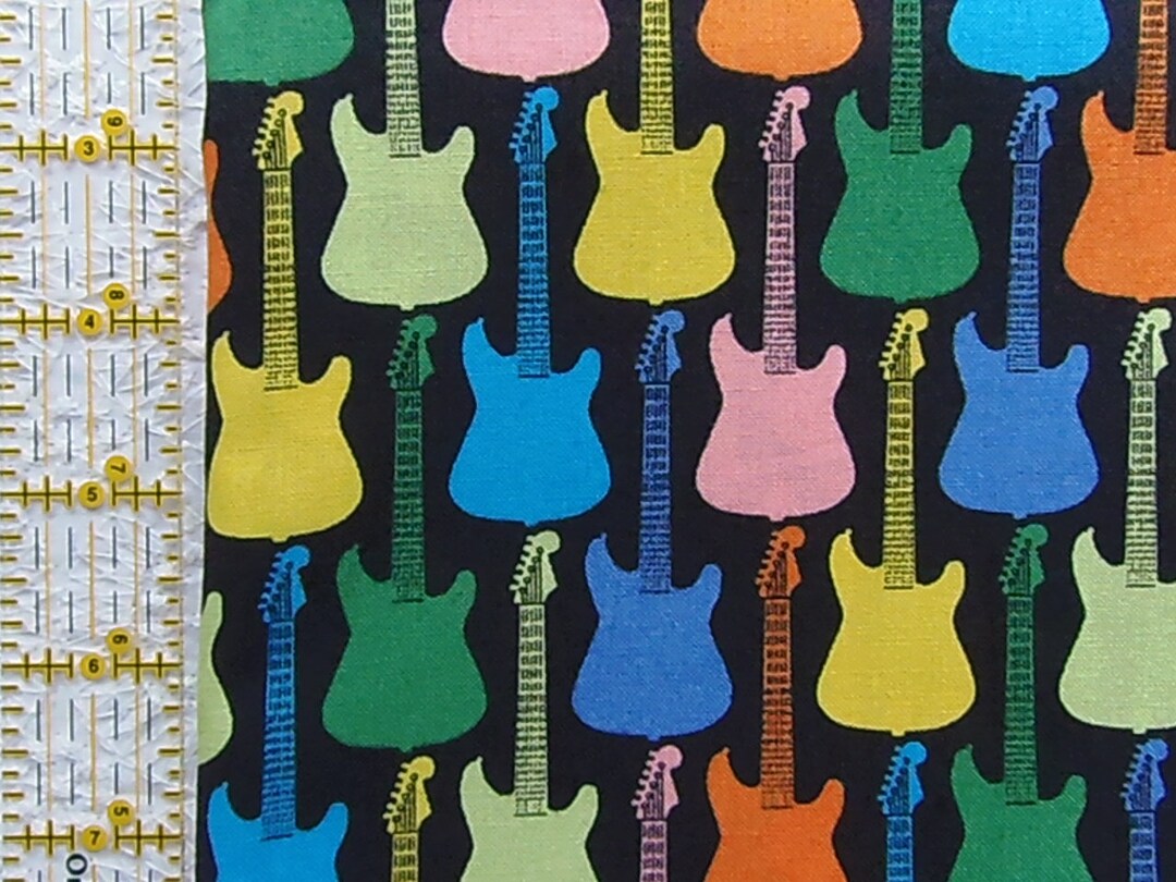 Rainbow Guitars Novelty Exclusive Fabric 100% Cotton Fat Quarter Out of ...