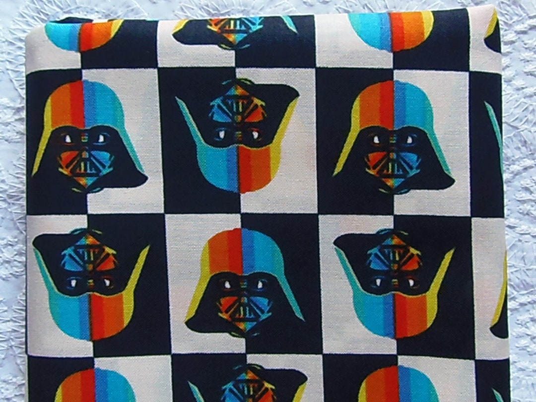 Star Wars Darth Vader Rainbow Blocks Retro Designer Camelot Fabric 100% ...