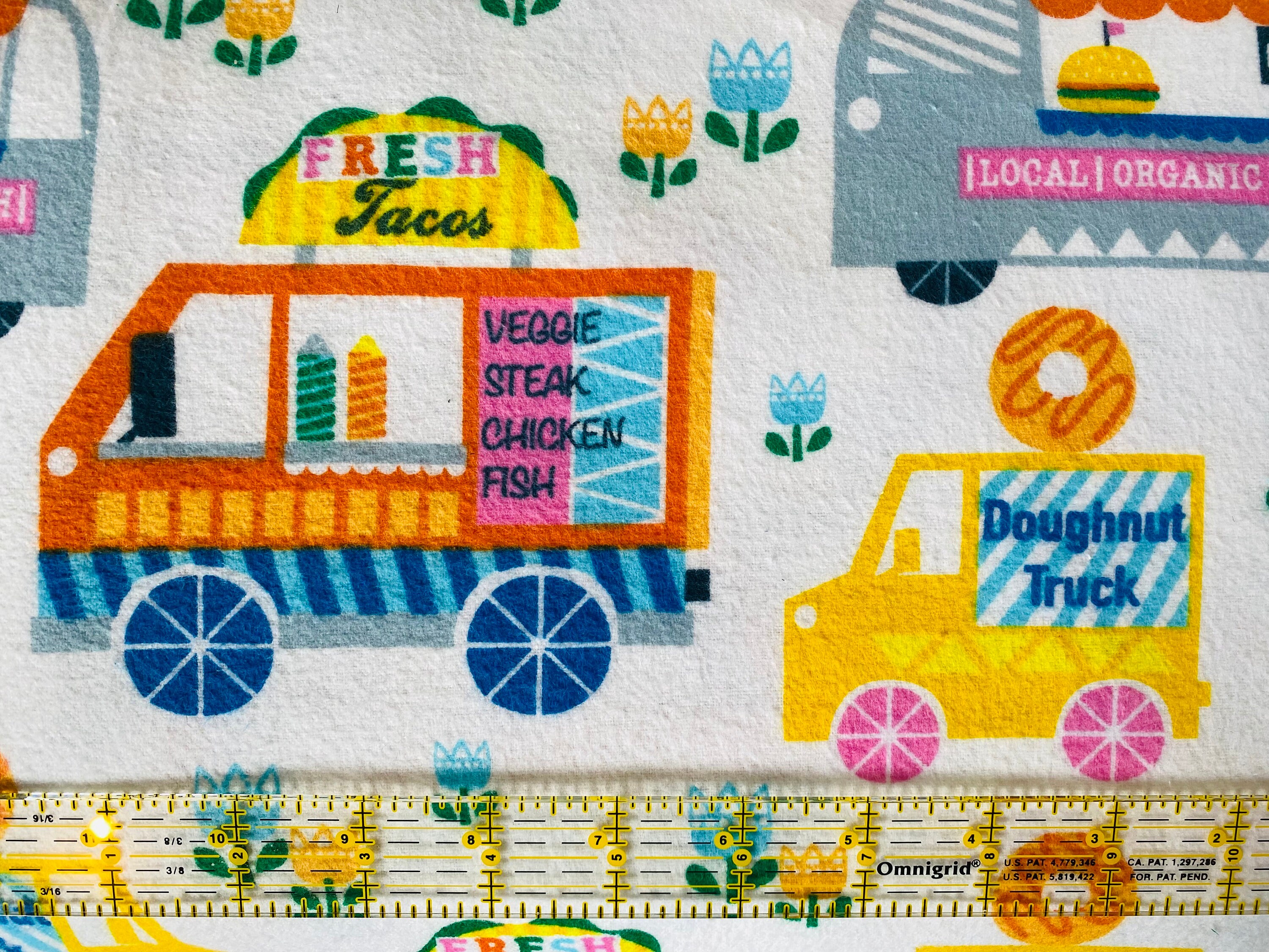 Gourmet Burger Taco & Donut Food Trucks FLANNEL Retro Kitchen | Etsy