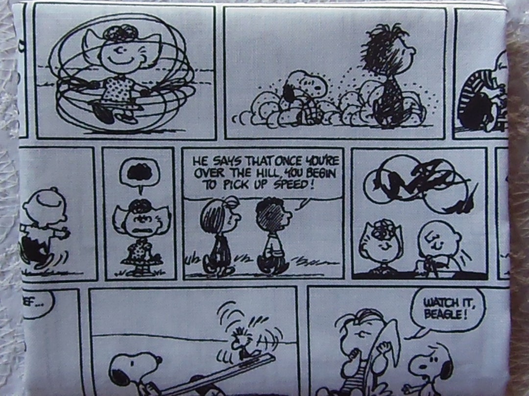 Peanuts Classic Black & White Comic Strip Designer Fabric 100% Cotton ...