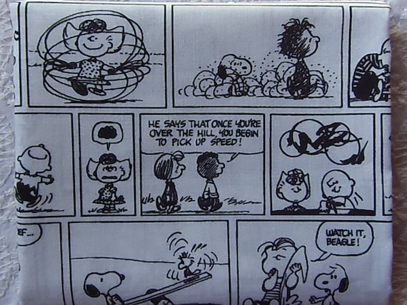 Peanuts Classic Black & White Comic Strip Designer Fabric 100% | Etsy