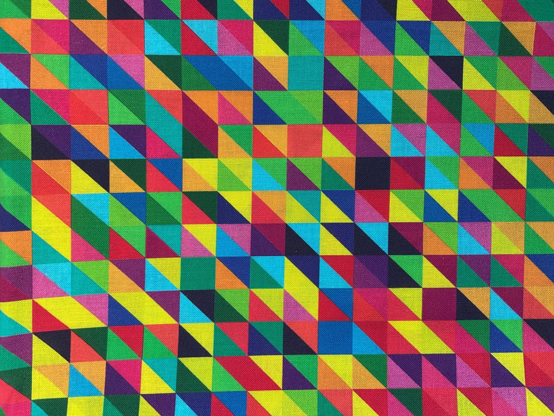 Bright Royal Jewel Tone Triangles Keepsake Calico Novelty Geometric ...