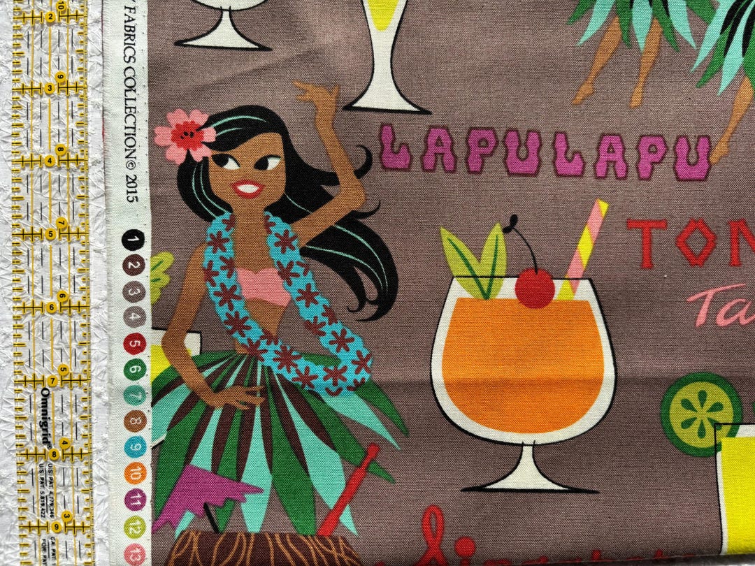 Alexander Henry Rum Sizzle Tropical Hawaiian Cocktails N Hula Girls ...