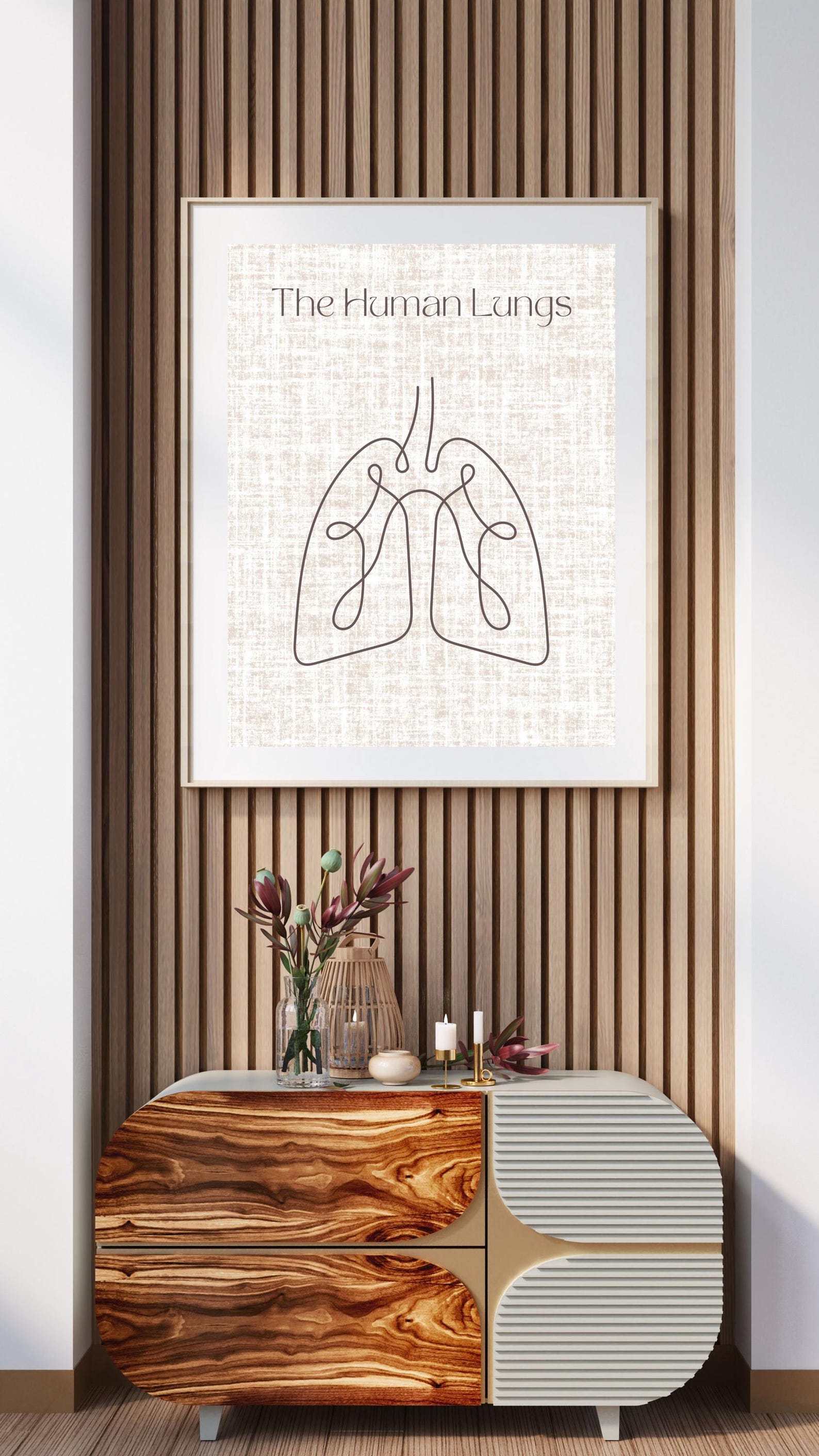 Human Lungs Line Art Print: Minimalist Anatomy, Medical Decor (digital ...