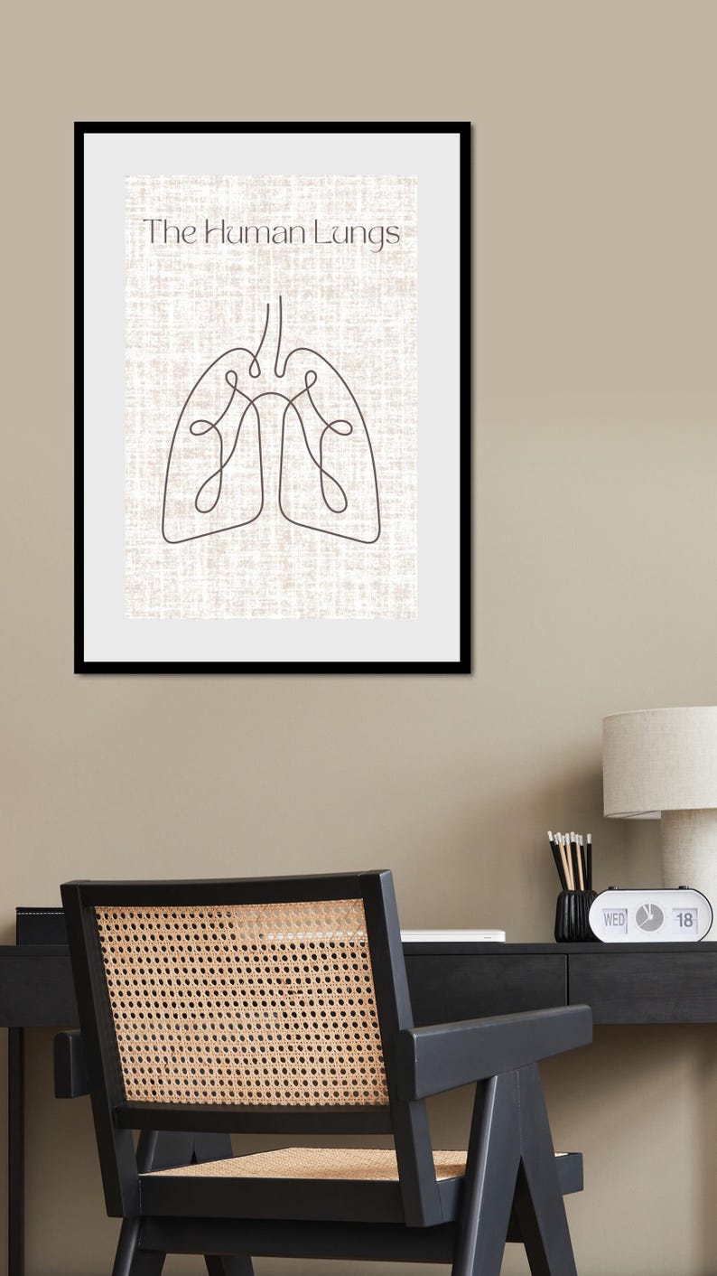 Human Lungs Line Art Print: Minimalist Anatomy, Medical Decor (digital ...