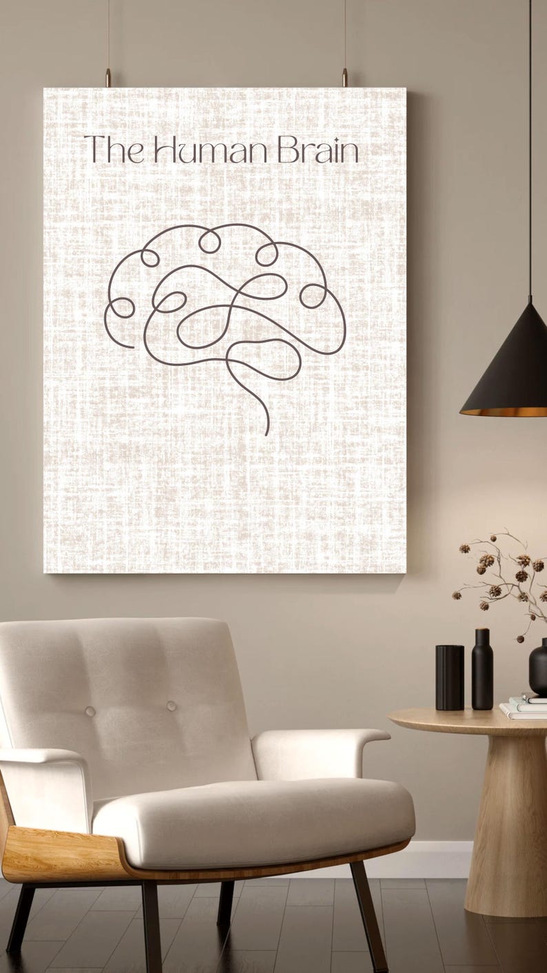 Human Brain Line Art Print: Minimalist Anatomy Decor (digital Download ...
