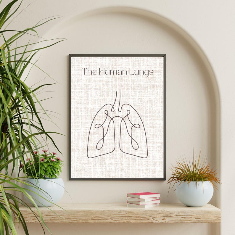 Human Lungs Line Art Print: Minimalist Anatomy, Medical Decor (digital ...