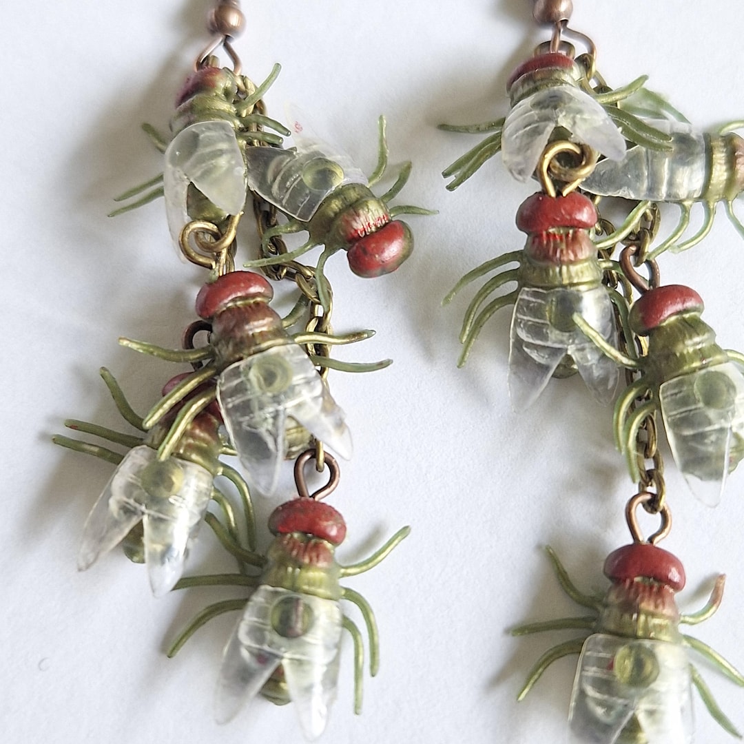 Realistic Fly Earrings, Insect Jewelry, Nature Inspired Bug Dangle ...