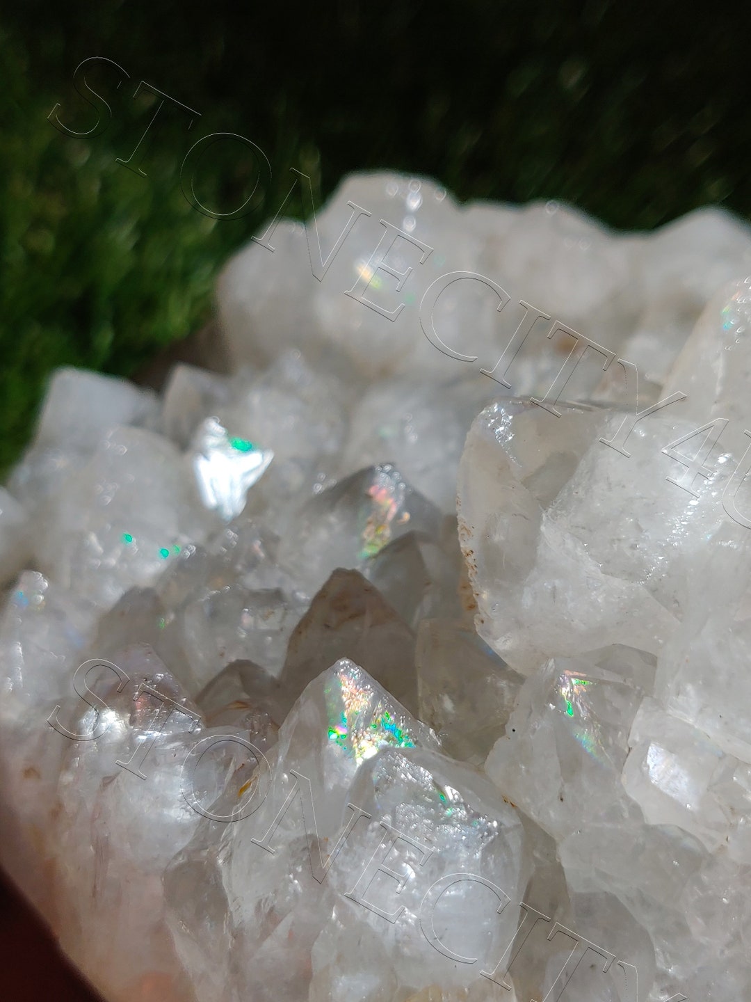 Rare Anandalite Natural Rainbow Aurora Quartz Iris Aura Quartz Crystal ...