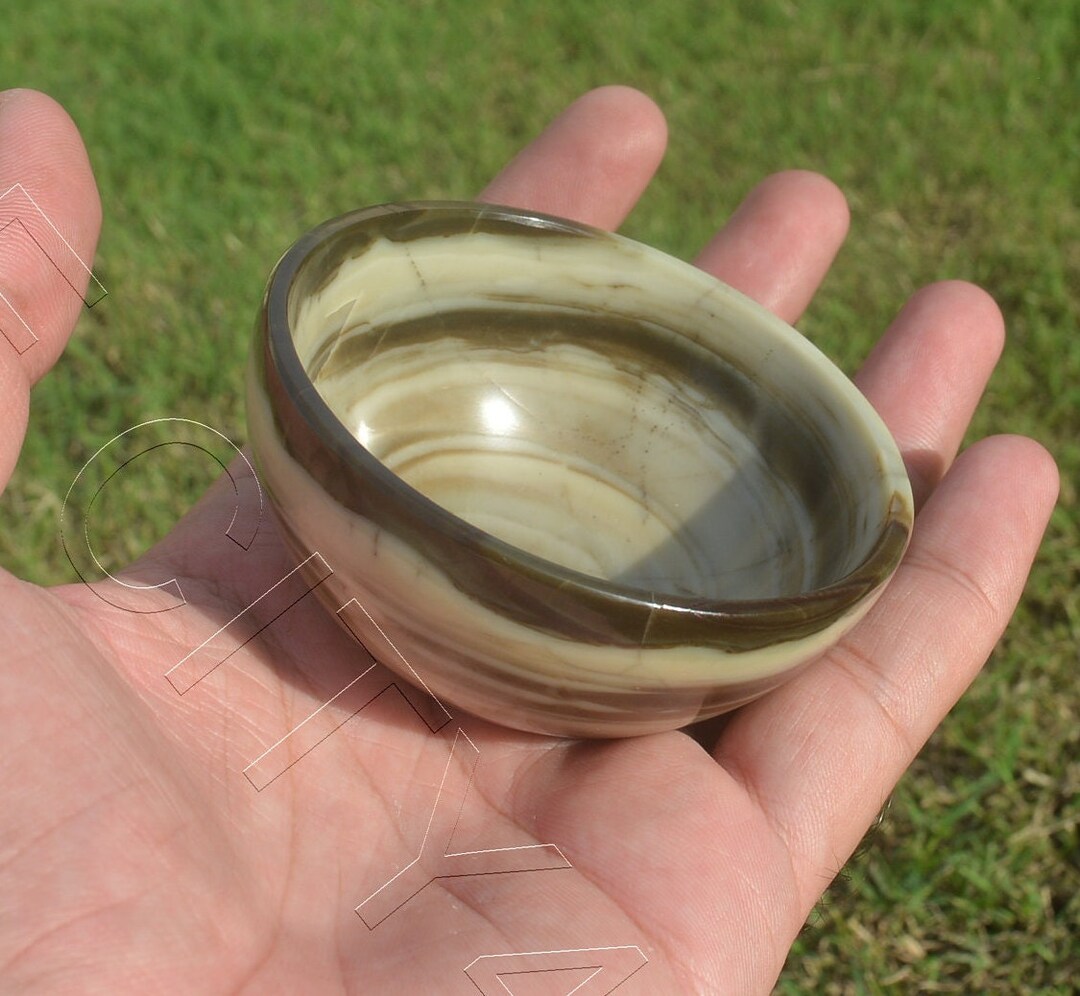 Natural Banded Serpentine Crystal Bowl 2.8 Inch, Hand-carved Healing ...
