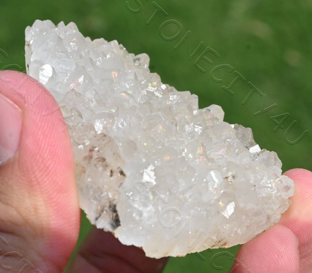 Rare Anandalite With Natural Rainbow Aurora Quartz Iris Aura Quartz Crystal Cluster Rainbow ...